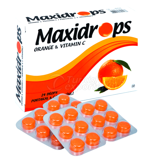 MAXIDROPS ORANGE AND VITAMIN C LOZENGES 24'S | Shefaa pharmacy